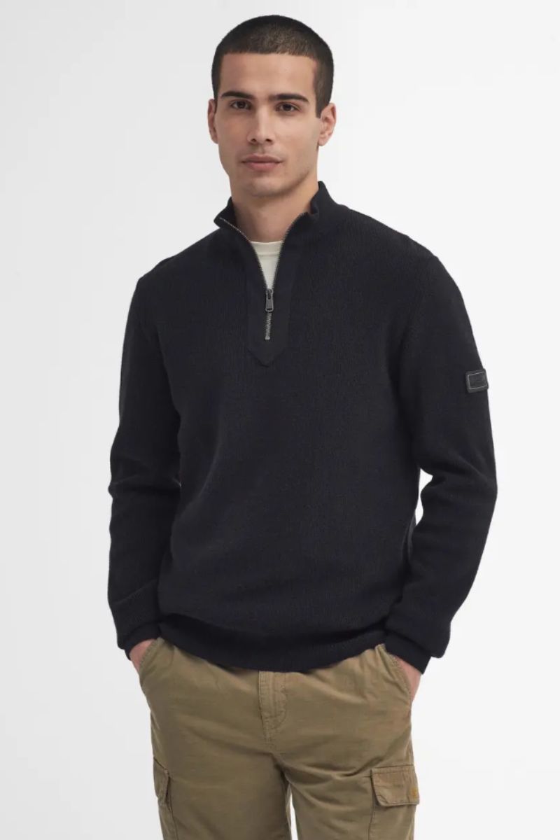 Barbour Inl Cawley Funnel Knit Black | Mens Black Knit Jumper – Patrick ...